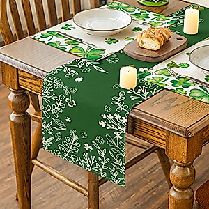 Artoid Mode Green St. Patrick's Day Table Runner, Spring Holiday Kitchen Dining Table Decoration for Indoor Outdoor Home Party Decor 13 x 72 Inch