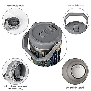 YTLKGFP 30 Oz Large Capacity Car Cup Intricate Flowers Tumbler with Handle Straw Lid Insulated Stainless Steel Water Bottle Travel Mug Leak-proof Car Cup Keeps Cold Or Hot