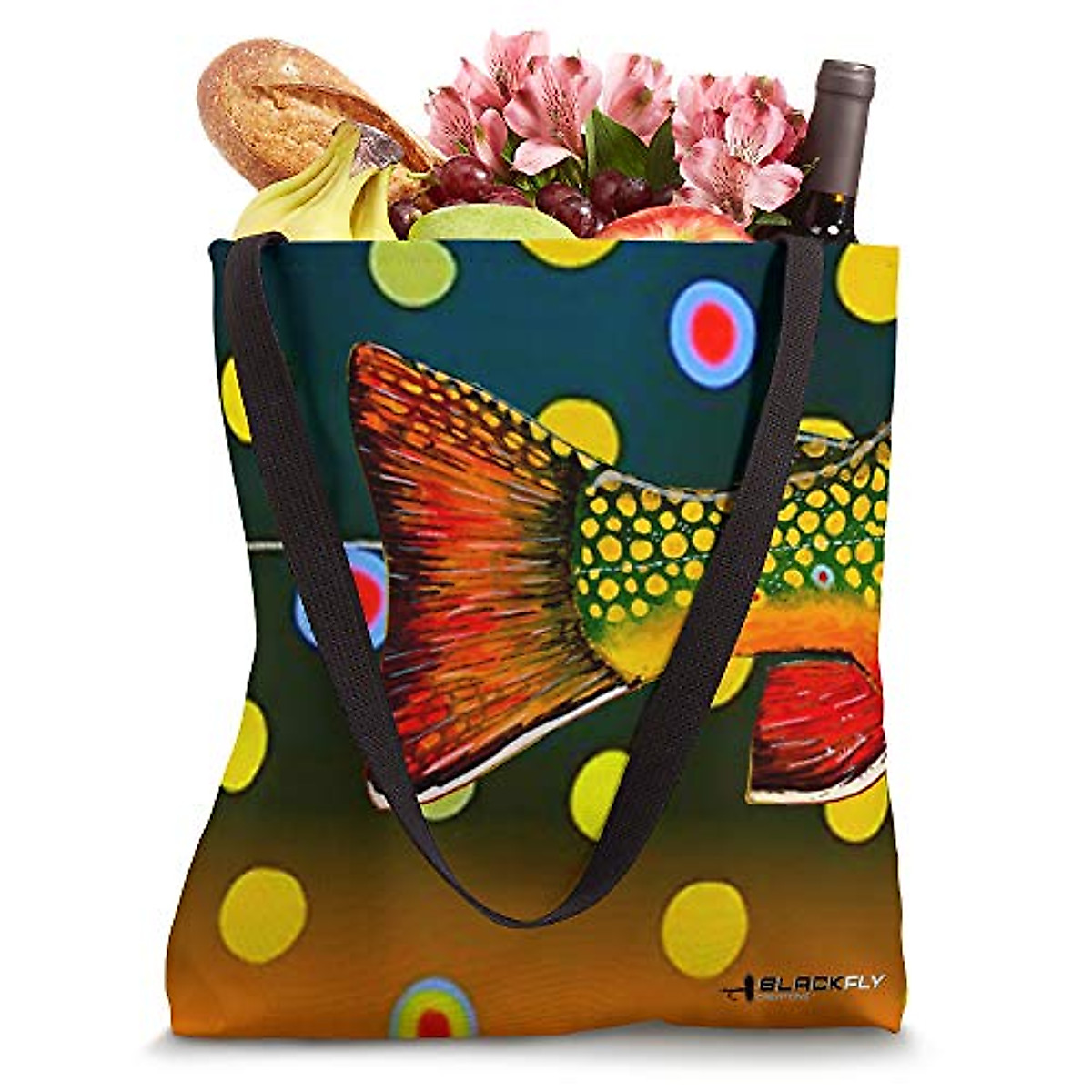 Black Fly Brook Trout Skin Fly Fishing Tote Purse Gear Bag Tote Bag