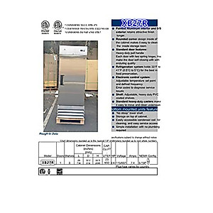 Commercial Refrigerator 1-Door Solid Upright Reach in Stainless Steel NSF 29" Width, Capacity 23 Cuft, Bottom Mounted Restaurant Quality Kitchen Cooler Fridge XB-27R-Dup-1