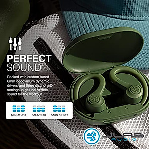 JLab Go Air Sport - Wireless Workout Earbuds Featuring C3 Clear Calling, Secure Earhook Sport Design, 32+ Hour Bluetooth Playtime, and 3 EQ Sound Settings (Green)