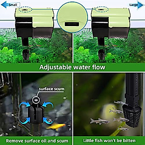 5W UV Sterilizer Hang-On Back Filter，Fish Tank Filter for Aquariums，Aquarium Filter with Surface Skimmer 3 in 1 Filter Up to 10-20 Gallons (QF-08)