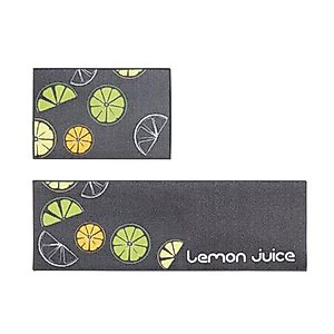 Dingtuo 2Piece Kitchen Floor Mat Anti Fatigue Doormat Kitchen Runner Rug Standing Mats Set Lemon One Size