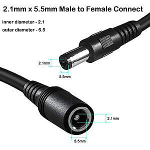 4 Pack Power Extension Cord 2M (6.56ft), 5.5mm x 2.1mm DC 12V Power Supply Adapter Extension Cable Male 2 Female Plug Cable for CCTV Cameras, DVR Etc