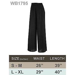Lock and Love LL WB1795 Womens Casual High Waisted Pleated Wide Leg Palazzo Pants Trousers with Elastic Waist Band L Pink