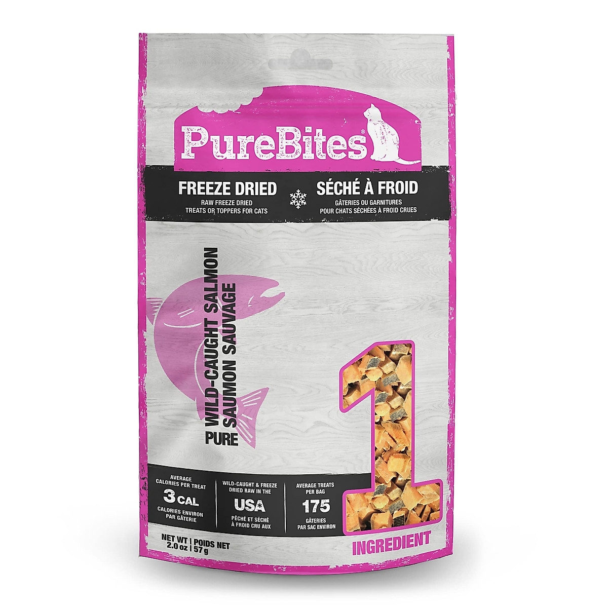 PureBites Freeze Dried Salmon Cat Treats 57g | 1 Ingredient | Made in USA (Packaging May Vary)