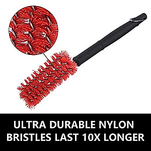 XSUPER Nylon Grill Brush, 3 in 1 Grill Brush & Scraper, Best Nylon Bristle Brushes, 18" Barbecue Cleaning Brush for a Cool Grill, Scraper for Grill Cooking Grates,Universal Fit BBQ Grill Accessories