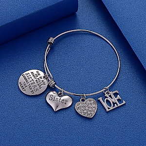Lcbulu Sister Bracelet Sister Gifts from Sister - Side by Side or Miles Apart We Are Sisters Connected by the Heart, Perfect Birthday Gifts for Sister from Sister (A)