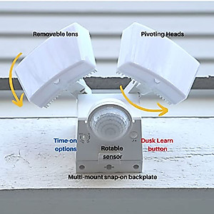 IQ America LB1880WH Motion Security Flood Light, Battery Operated Motion Sensor, 800 Lumen LED, Wall or Eave Soffitt Universal Mount Indoor Outdoor Closet Shed Attic Workshop Garage Grill Light WH