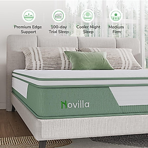 Novilla Mattress King, 12 Inch 5-Zone Hybrid Mattress with Gel Memory Foam for Pressure Relief & Cool Night, Midume Firm King Bed Mattress in A Box