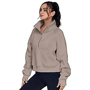 AUTOMET Womens Sweatshirts Half Zip Pullover Cropped Fleece Quarter Zipper Oversized Hoodies 2023 Fall Fashion Outfits Sweaters