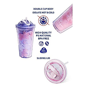 PMCDS2G Insulated Tumbler with Lid and Straw Double Wall Reusable Leakproof 16oz Travel Tumbler Cup Water Bottle BPA Free - Pink