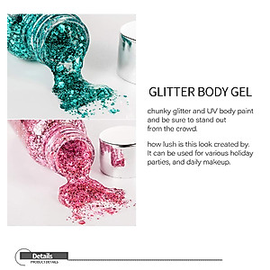 HANDAIYAN Holographic Body Glitter Gel Nail Hair Body Face Eye Shadow Mermaid Sequins Chunky Glitter Festival Glitter Makeup for Body, Face, Hair Makeup (01 Silver)