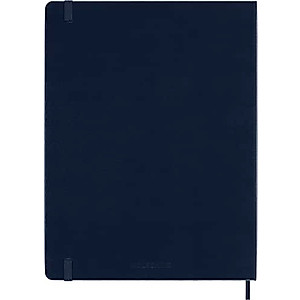 Moleskine Classic Notebook, Hard Cover, XL (7.5" x 9.5") Plain/Blank, Sapphire Blue, 192 Pages