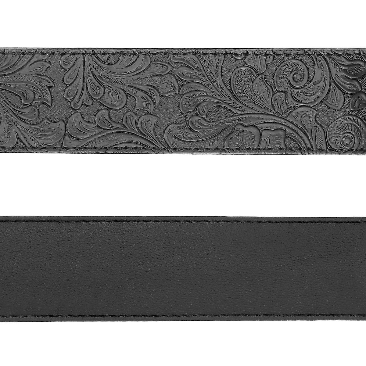 Guitar Strap, Printed Leather Guitar Strap PU Leather Western Vintage 60's Retro Guitar Strap with Genuine Leather Ends for Electric Bass Guitar,Wide Adjustment Range, with Tie,Include 2 Picks,Black