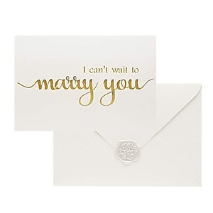 MarHermoso I Can't Wait to Marry You Wedding Day Card, to Your Bride or Groom, Gold Foil Notecard Love Note Before I Do(No.3)