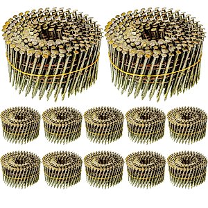 Hotop 3600 Count Siding Nails, 15-Degree Wire Collated Coil Stainless Steel Ring Shank Nails, Full Round Head Hot-Dipped Galvanized Siding Nailer Attachment Replacement Parts (2 Inch)