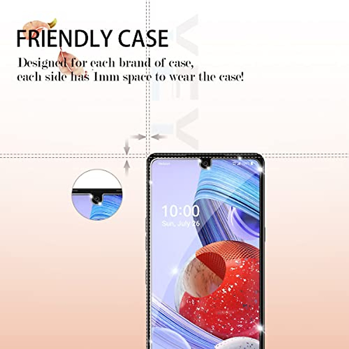 LG Stylo 6 Screen Protector By YEYEBF, [2 Pack]Full Coverage Tempered Glass [Case-Friendly][Bubble-Free][3D Glass] Screen Protector Glass For LG Stylo 6