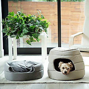 Best Friends by Sheri 2 in 1 Honeycomb Convertible Cat and Dog Cave Bed, Ilan Microfiber, Gray, Standard
