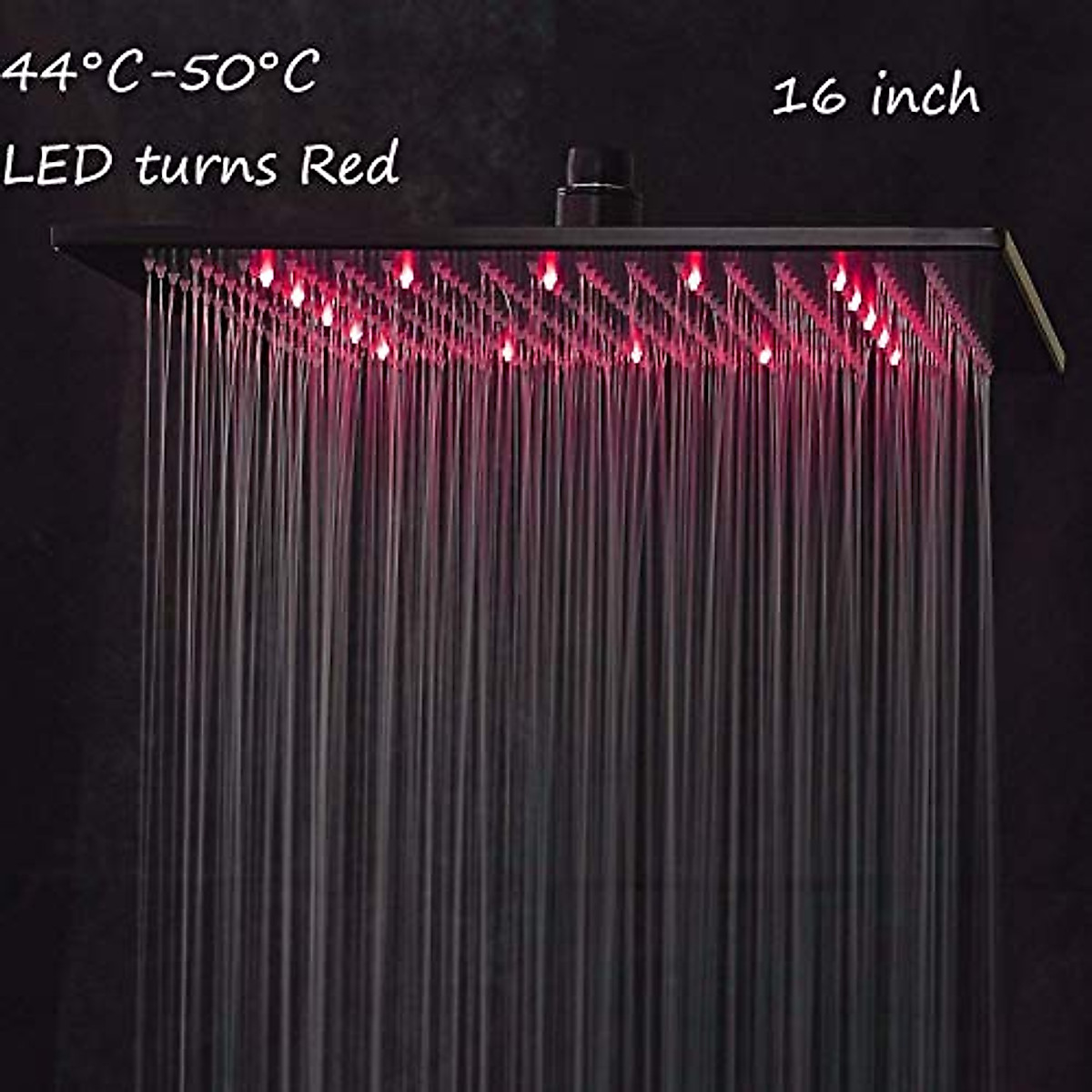 NeierThodore LED 16 Inch Square Shower Head Replacement with Rotatable Ball，Oil Rubbed Bronze