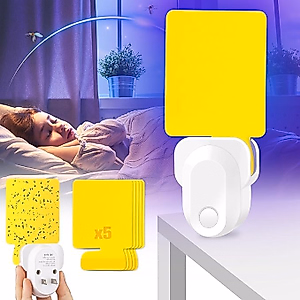 Electronic Flying Insect Trap Plug in, Fruit Flying Traps for Indoor and Office, Flea, Mosquito, Fly, Gnat, Moth, and Bug Killer Catcher, Mosquito Trap with Night Light 1 Pack 5 Sticky Boards