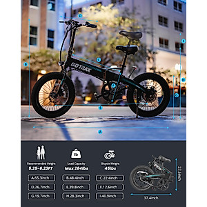 Gotrax R1 20" Folding Electric Bike with 40 Miles Range by 48V Battery, 20Mph Power by 350W, Weighs Only 45lbs, LCD Display & 5 Pedal-Assist Levels, Suitable for Leisure Riding&Commuting Black