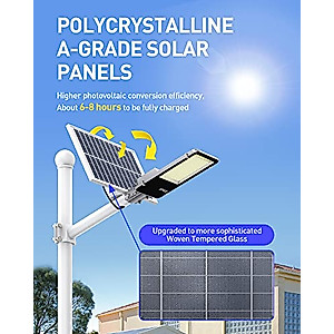 A-ZONE 800W Solar Street Lights Outdoor, 50000LM High Brightness Dusk to Dawn LED Lamp, Street Solar Lights, with Remote Control, IP65 Waterproof for Parking Lot, Yard, Garden, Patio, Stadium