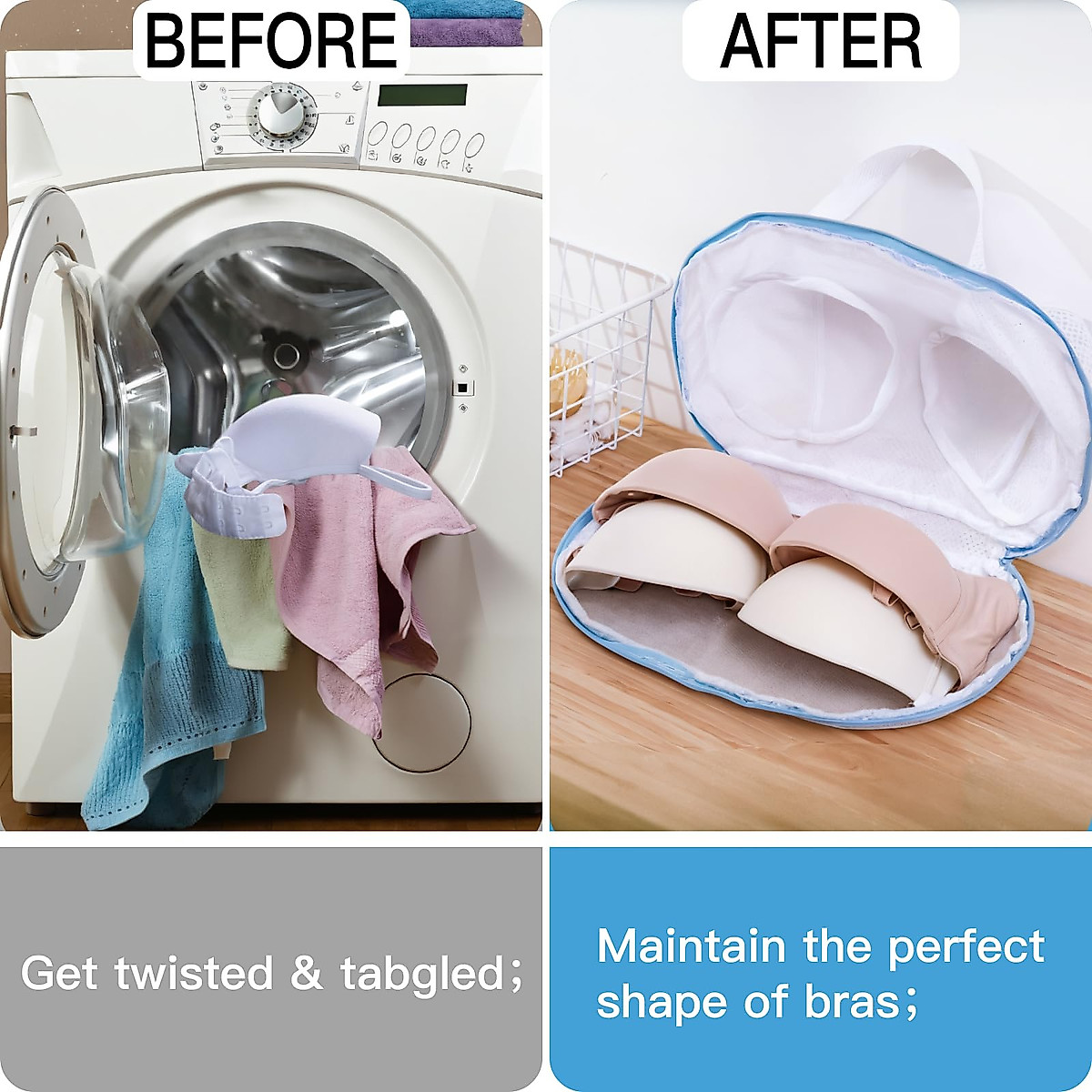 Bra Washing Bags for Laundry, 5 Pcs Bra Laundry Bags for Washing Machine and 5 Pcs Honeycomb Mesh Laundry Bags, Lingerie Bags for Washing Delicates, Bra Washer Protector for Laundry