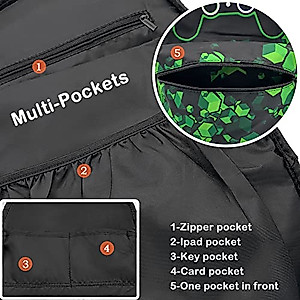 TONGRUIQ Video Game Funny Backpack, large 17-inch Laptop Travel Laptop Daypack School Bag with Multiple Pockets for Men Women Boys Girls