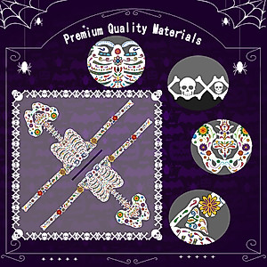 WATCPNO Halloween Skeleton Poncho for Women Day of The Dead Skeleton Costume Lace Skeleton Cape Shawl