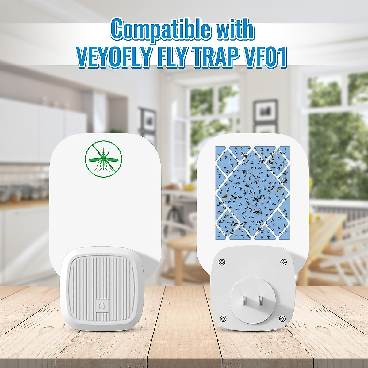 Qualirey 30 Pack Flying Insect Trap Refill Compatible with VEYOFLY Fly Trap VF01, Glue Board Insect Catcher, Replacement Sticky Glue Cards for Insect Bug Mosquito Gnat Fruit Fly Trap Indoors