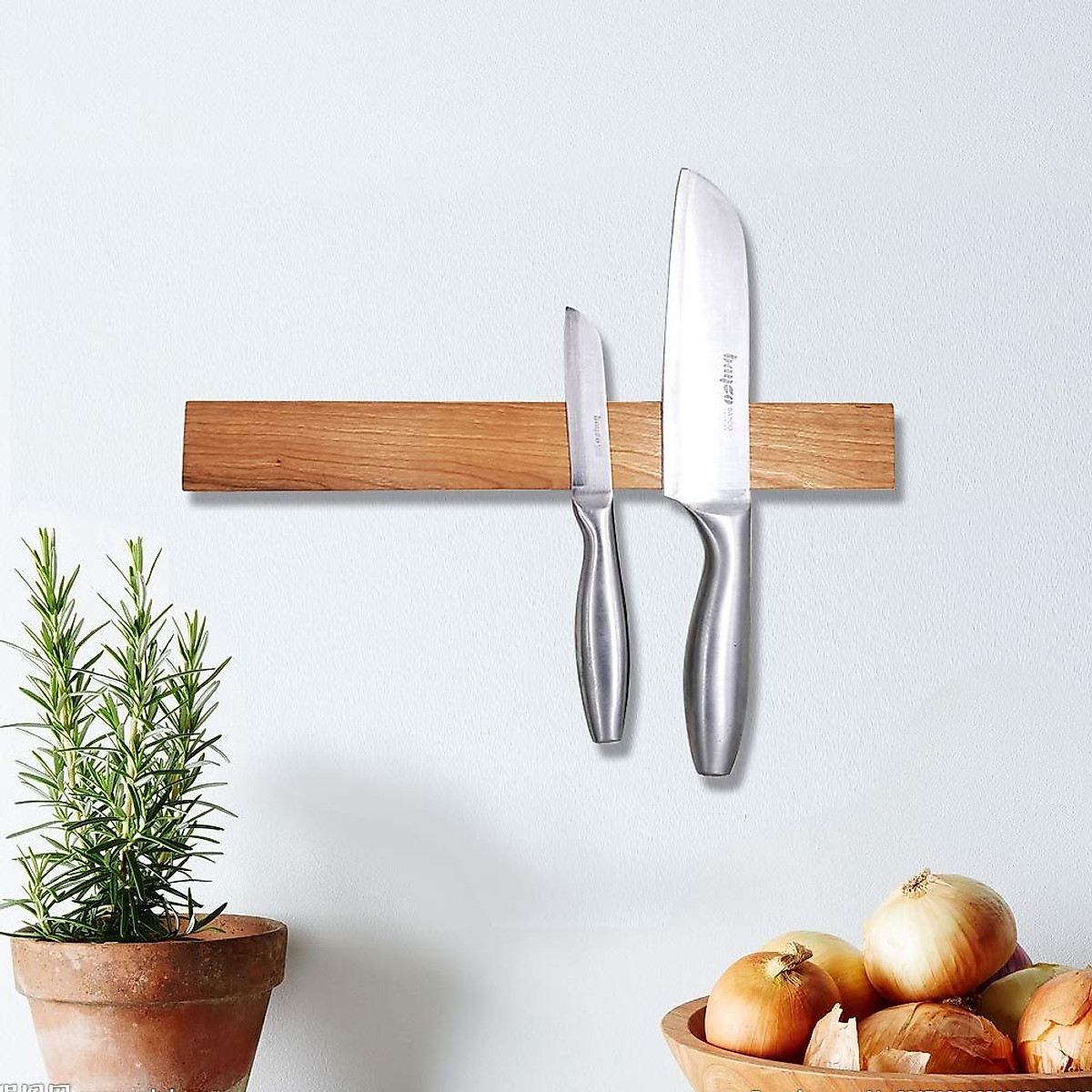 Premium 14inch Magnetic Knife Strip, Wooden Knife Block, Made from Red Cherry Wood, Fit for Kitchen, Workshop, Bar, Wall-Mount,