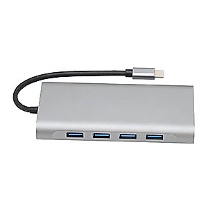 USB C Hub Ethernet, Fast Transfer Speed USB Multiport Adapter Aluminum Alloy for Laptop for Mobile Hard Disk for Keyboard for Mouse