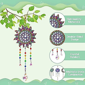 Diamond Painting Sun Catchers, 3 Pack Diamond Art Wind Chimes Diamond Art Kits, Wind Chime Kit Diamond Art Kits for Adults Crafts for Adults Women (Butterfly & Hummingbird & Sun)