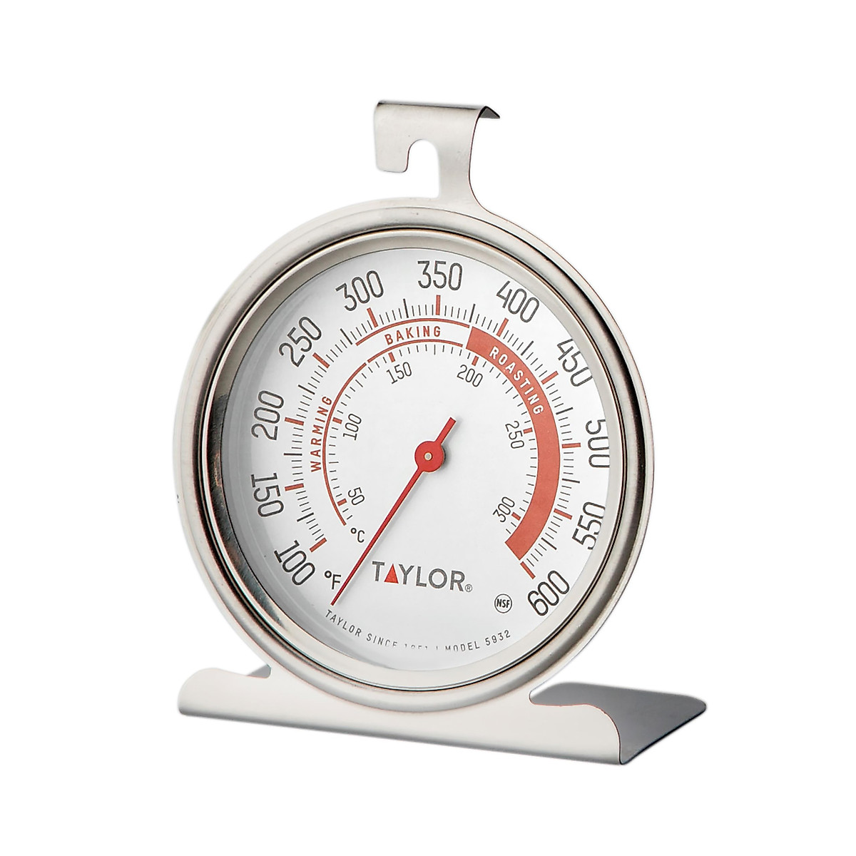 Taylor Precision Products 5932 Large Dial Kitchen Cooking Oven Thermometer, 3.25 Inch Dial, Stainless Steel