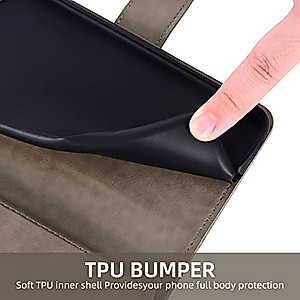 Asuwish Phone Case for Infinix Smart 5/Hot 10 Lite Wallet Cover with Tempered Glass Screen Protector and Flower Leather Flip Credit Card Holder Stand Folio Purse Cell Accessories X657B Women Men Grey