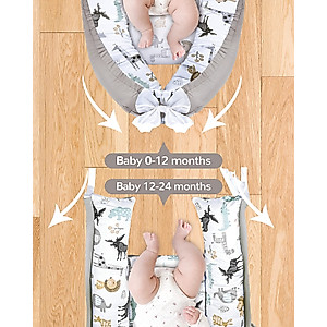 GIEFRNE Baby Nest Baby Lounger Newborn Bassinet Mattress for Baby 0-12M Portable Infant Floor Seat Co-Sleeping Baby Registry Search (Animal)