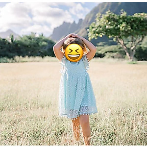 Csbks Toddler Girls Cute Pompoms Lace Floral Elegant Retro Swing Party Dress Blue-Green 130