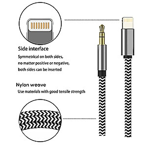 [Apple MFi Certified] iPhone AUX Cord for Car Stereo, 3.3ft Lightning to 3.5mm Audio Cable Compatible with iPhone 13/12/11/XR/XS/X/8/7/6/iPad to Car Home Stereo Speaker Headphone (Nylon Braided)