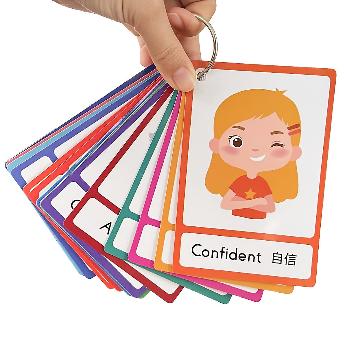 Richardy My Emotion English Words Educational Flash Cards Feelings Expressing Vocabulary Building Homeschool Kindergarten Supplies Kids Toddlers Learning Toys 17 Cards 34 Words