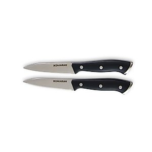 Zakarian by Dash 2 Piece Chef Grade German Steel Paring Knife Set with Smooth and Serrated Blades for Chopping, Dicing, Mincing, Slicing and More – Black