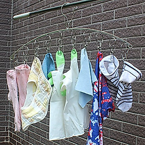 Z ZICOME 2 Pack Stainless Steel Hanging Drying Rack Clothes Hanger with 10 Clips for Drying Small Items, Socks, Underwear, Diapers, Bras, Baby Clothes, Towels, Face Masks, Gloves