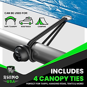 RHINO USA Bungee Cords with Hooks - Heavy Duty Outdoor 28pc Assortment with 4 Free Tarp Clips, Drawstring Organizer Bag, Canopy Ties & Ball Bungees