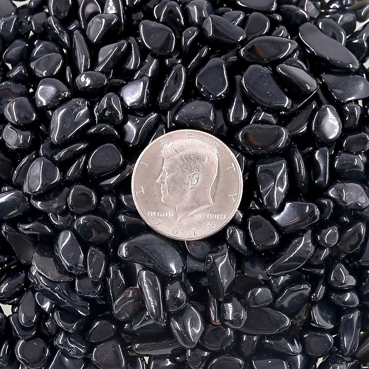 Swpeet 1 Pound Black Agate Small Tumbled Chips Stone Ruby in Fuchsite Tumbled Chips Stone Crushed Pieces Irregular Shaped Stones 0.3-0.5 inch (About 455 Gram) (Black Agate)