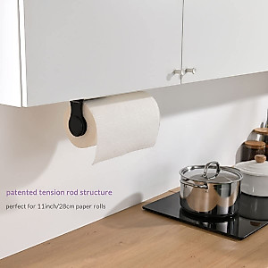 simpletome ONE Hand Simply Tear Paper Towel Holder Under Cabinet Wall Mount Adhesive or Drilling Stainless Steel Aluminum Alloy ABS
