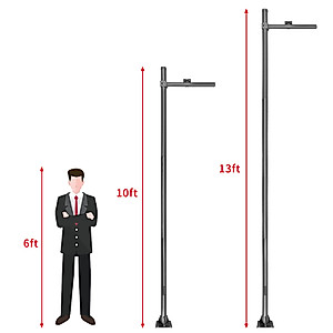 VELSKUD Parking Lot Light Pole, Heavy Duty Metal Light Pole, 13 ft, 2.36” Outdoor General Purpose Metal Street Light Pole Post, W.ith Concrete Base Bracket，for Ground Soil Parking Lot Light Pole Kit.