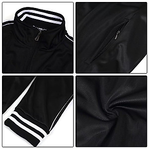 R RAMBLER 1985 Zusmen Mens Athletic 2 Piece Tracksuit Sets Casual Jogging Suits Full Zip Sports Set Stand-up collar Sweatsuit fo Men BlackXL