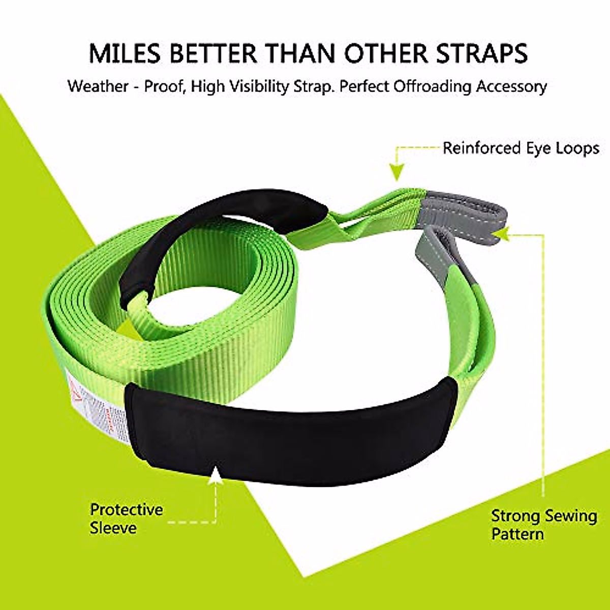 MIKKUPPA Recovery Tow Strap 35000lb - 3" x 20ft Tow Strap - Heavy Duty Nylon Recovery Strap - Water-Resistant - Recover Your Vehicle Stuck in Mud/Snow/Sand