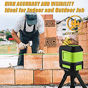 Line Laser Level Tool – 100ft Green Self Leveling Laser Line Level with Horizontal and Vertical Line Laser leveler for Indoor Outdoor Picture Hanging Construction Wall Writing Tile Installation