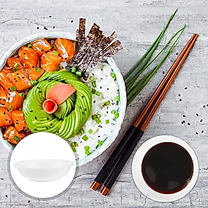 Tofficu 10pcs Sauce Dishes Round Seasoning Dishes Plastic Sushi Dipping Bowl Saucers Bowl Mini Appetizer Plates(2.8×2.8×0.9in)